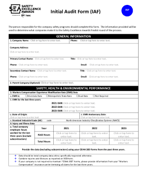 Fillable Online Initial Audit Form (IAF) - Industry Business Roundtable ...