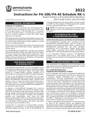 Fillable Online 2022 PA Schedule RK-1 - Resident Schedule of ...