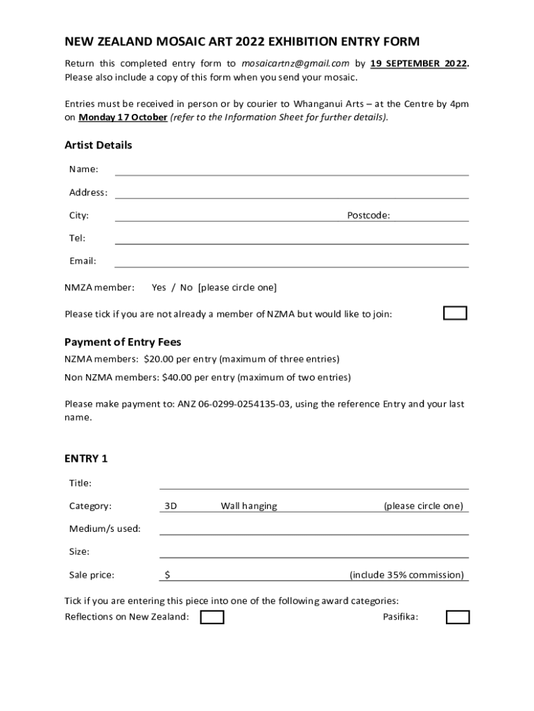 Fillable Online EXHIBITION INFORMATION SHEET Fax Email Print - pdfFiller
