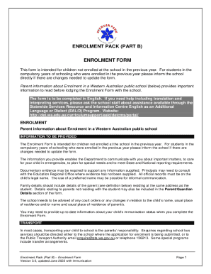 Fillable Online spencerparkps wa edu ENROLMENT PACK IMPORTANT Fax Email ...