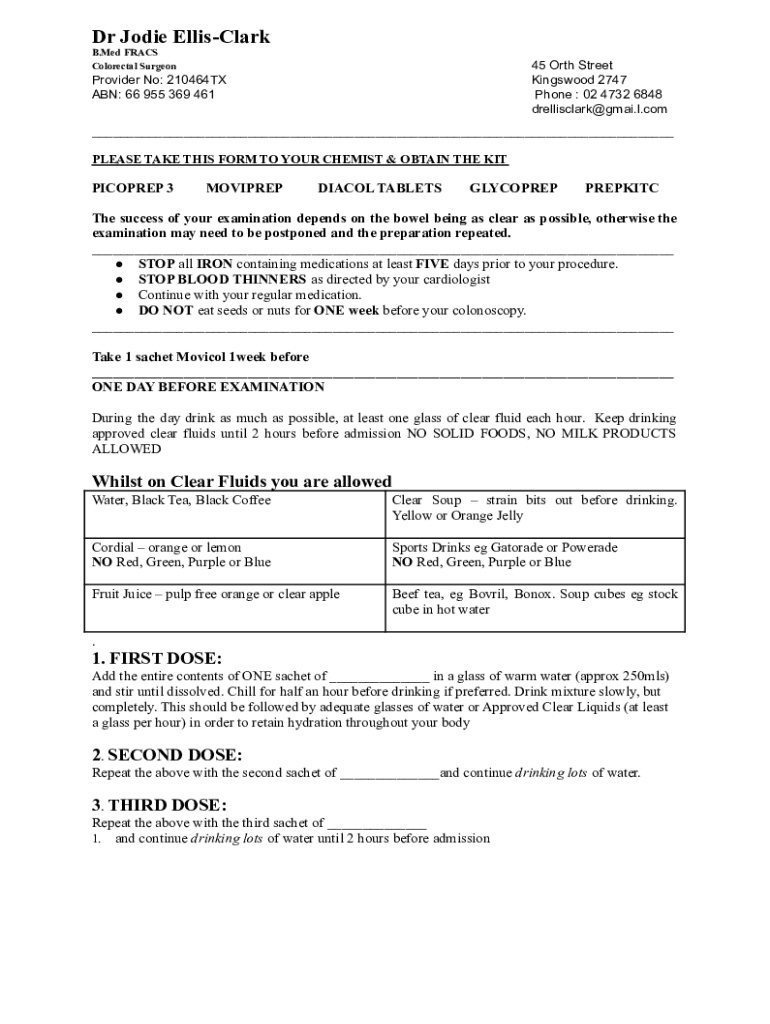 Fillable Online Colonoscopy Patient Instructions.doc Fax Email Print ...