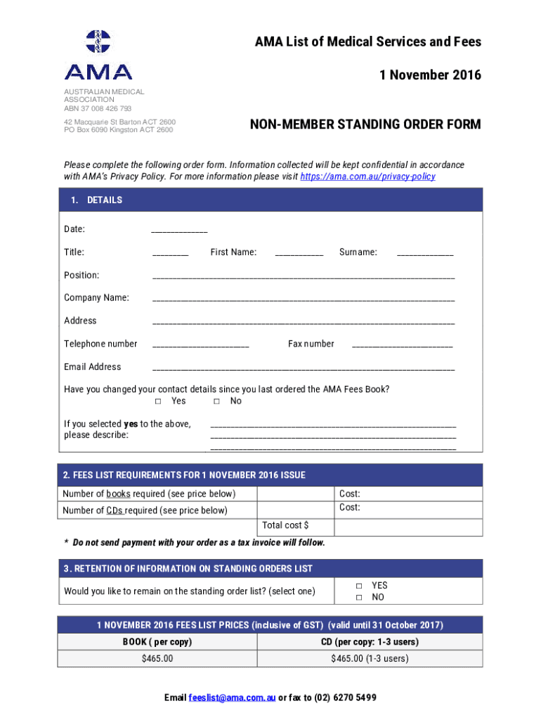 Ama Fees List Pdf - Fill Online, Printable, Fillable, Blank | pdfFiller