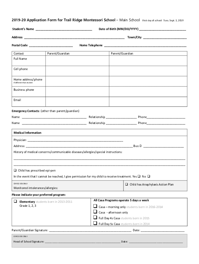 Fillable Online 2018-19 Application Form for Trail ... Fax Email Print - pdfFiller