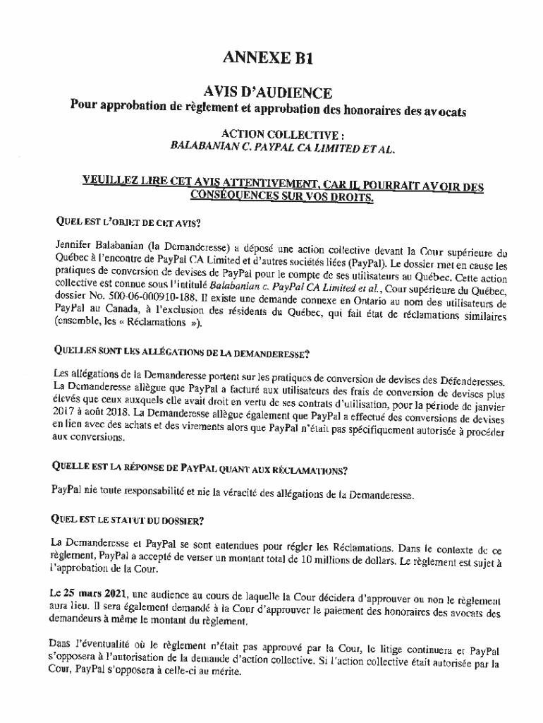 Fillable Online Avis d'autorisation et d'audience d'approbation d'un ... Fax Email Print - pdfFiller