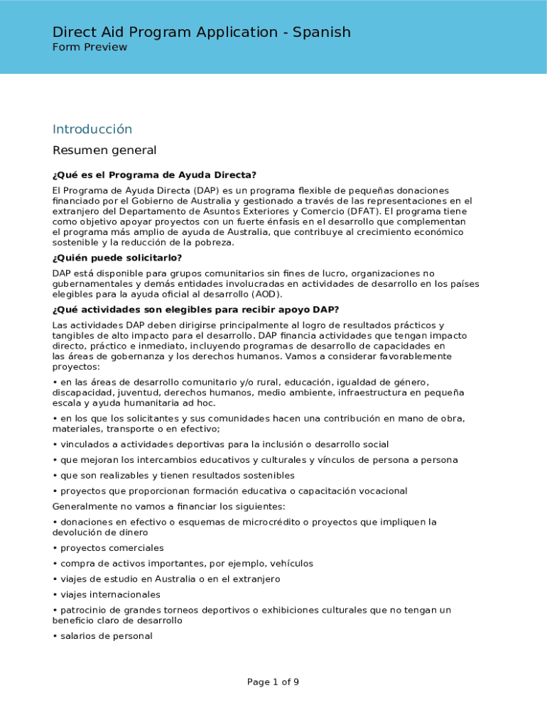 Completable En línea Direct Aid Program Application - English ...