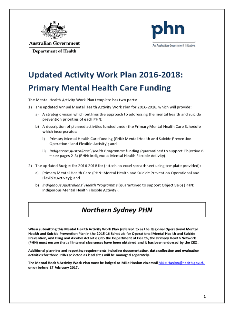 Fillable Online sydneynorthhealthnetwork org Primary Mental Health Care ...