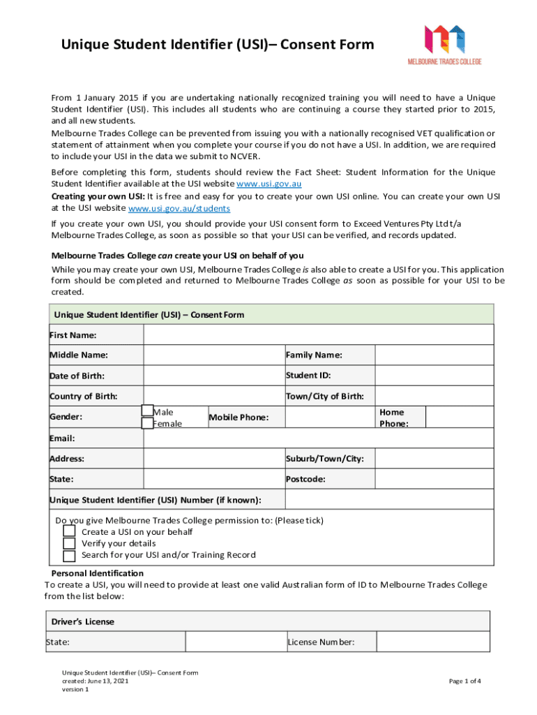 Fillable Online Student Information on the Unique Student Identifier ...