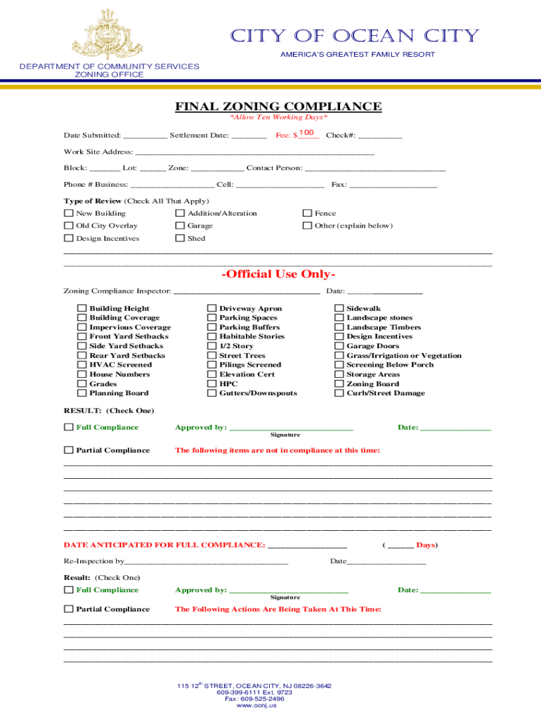 Fillable Online Planning & Zoning Documents, Forms and FAQ - OCNJ.us ...