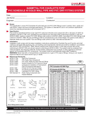 Fillable Online PVC Schedule 40 DWV Pipe & FittingsDrain, Waste & Vent ...