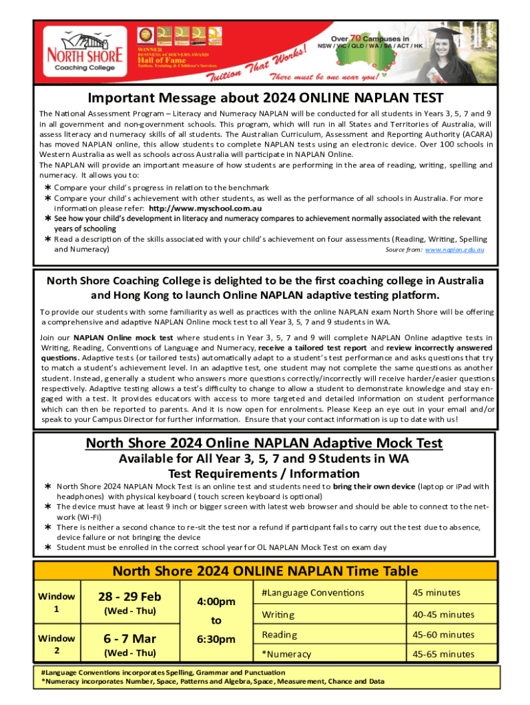 Fillable Online 2024 NAPLAN information for parents and carer brochure ...