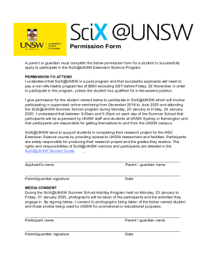 Fillable Online Permission Form - Science - UNSW Sydney Fax Email Print ...