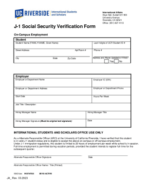 Fillable Online J-1 Social Security Verification Form Fax Email Print ...