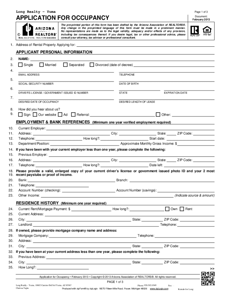 Fillable Online Aar Rental Application - Fill Online, Printable ...