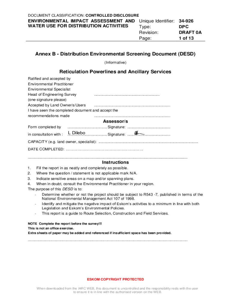 Fillable Online Environmental and Social Impact Assessment for Water ... Fax Email Print - pdfFiller