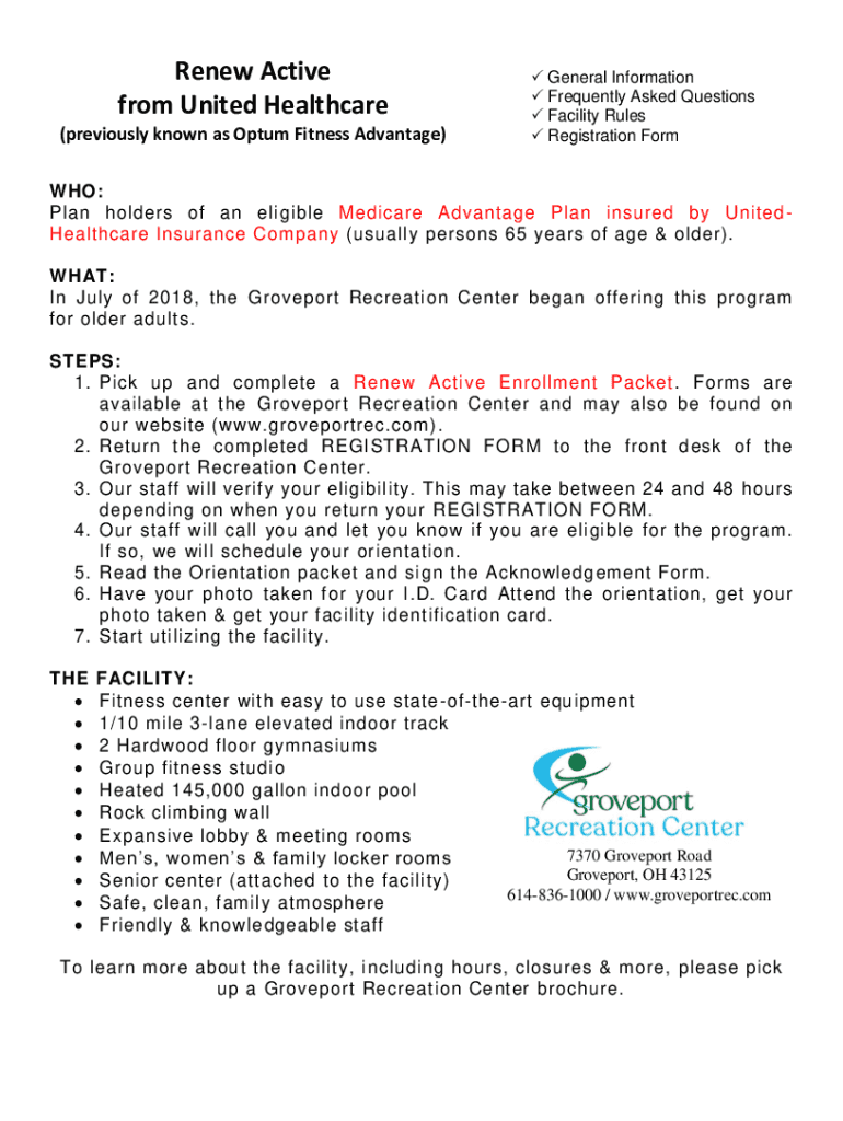 Fillable Online Renew Active from United Healthcare (previously known ...