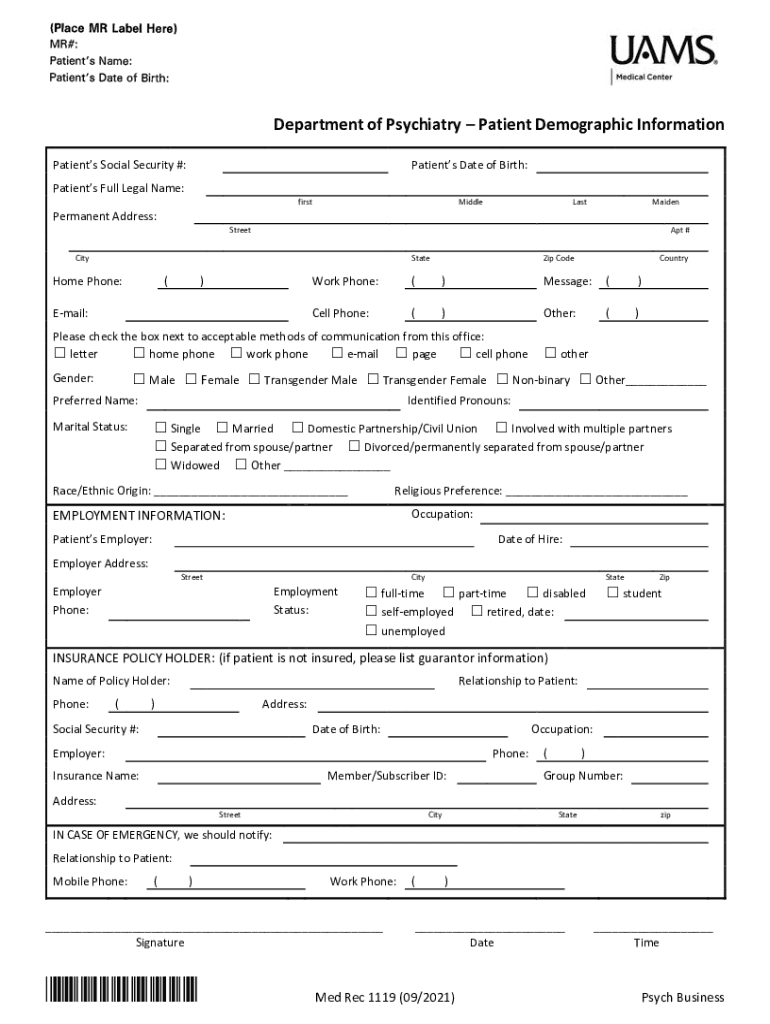 Fillable Online adult consultation clinic patient information form ...