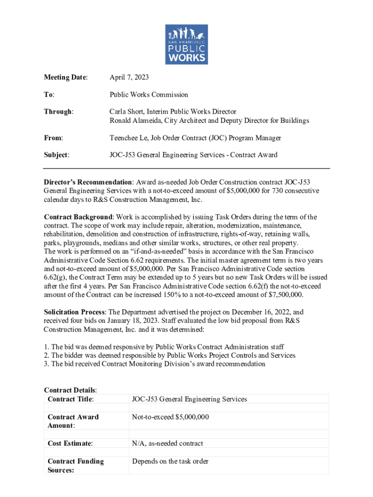 Fillable Online Through: Carla Short, Interim Public Works Director Ronald ... Fax Email Print ...
