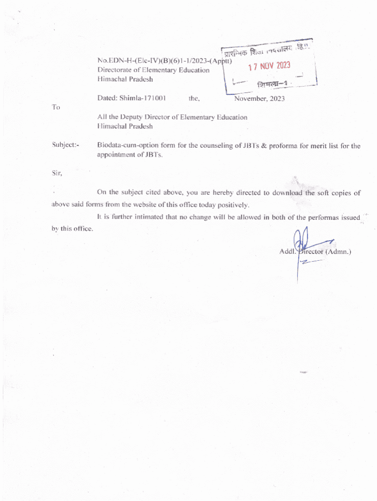 Fillable Online himachal nic Bio-Data Form to be filled in by the candidate appearing for ...