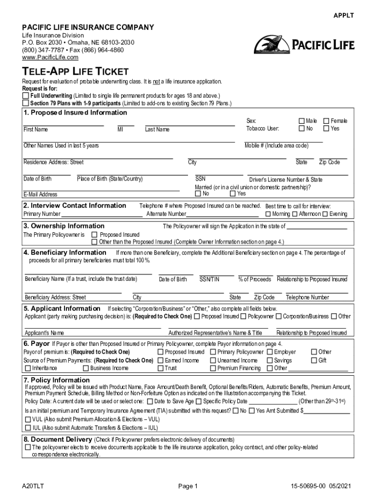 Fillable Online Pacific Life Beneficiary Change Form - Fill Online ...