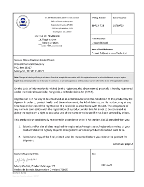Fillable Online US EPA, Pesticide Product Label, Drexel Sulfentrazone ...