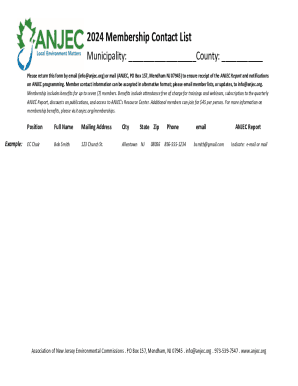 Fillable Online 2024 Membership Contact List Fax Email Print - pdfFiller
