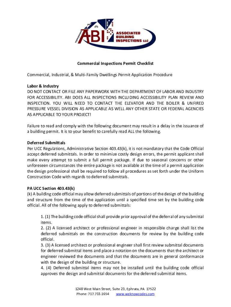 Fillable Online Commercial Property Inspection Checklist for Buyers Fax ...
