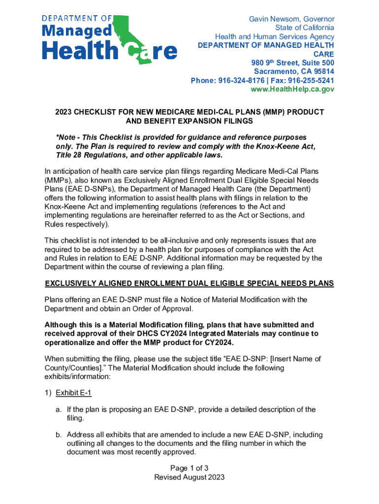 Fillable Online New Medicare Medi-Cal Plans Product and Benefit ...