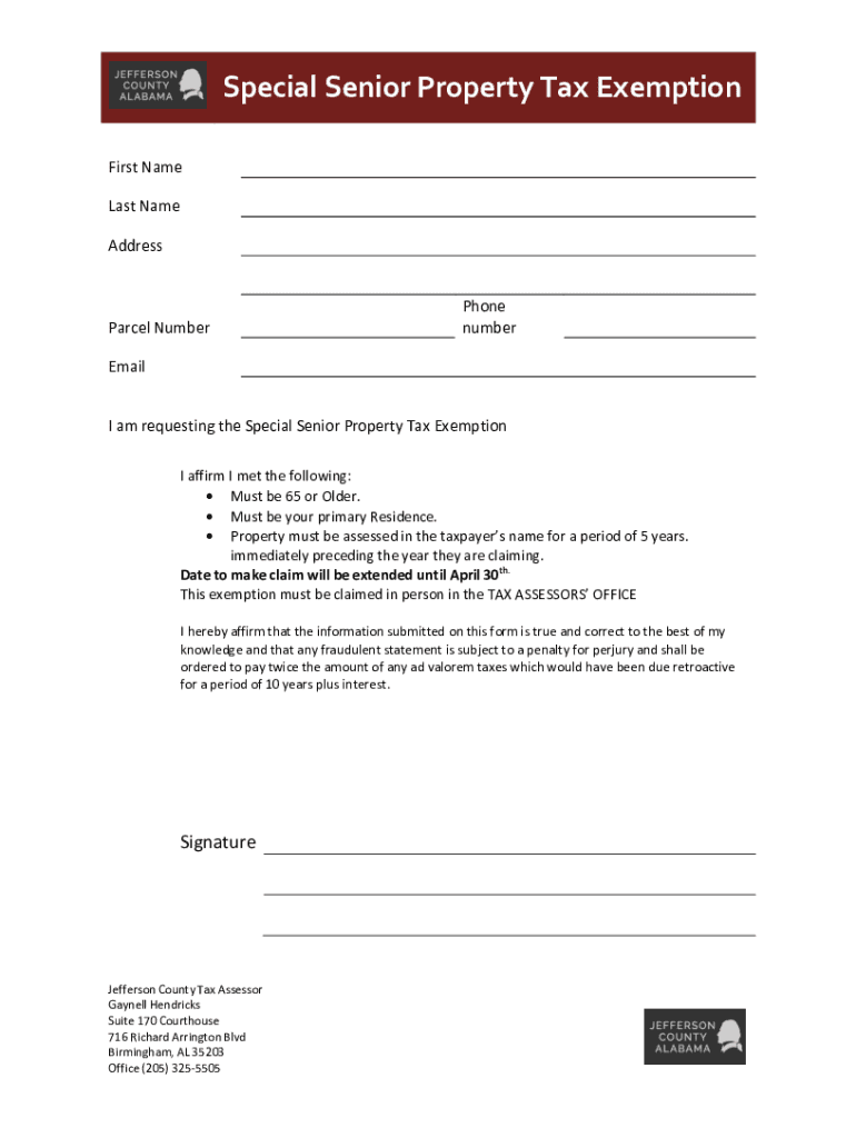 Fillable Online Special Senior Exemption Form(1) Fax Email Print - pdfFiller