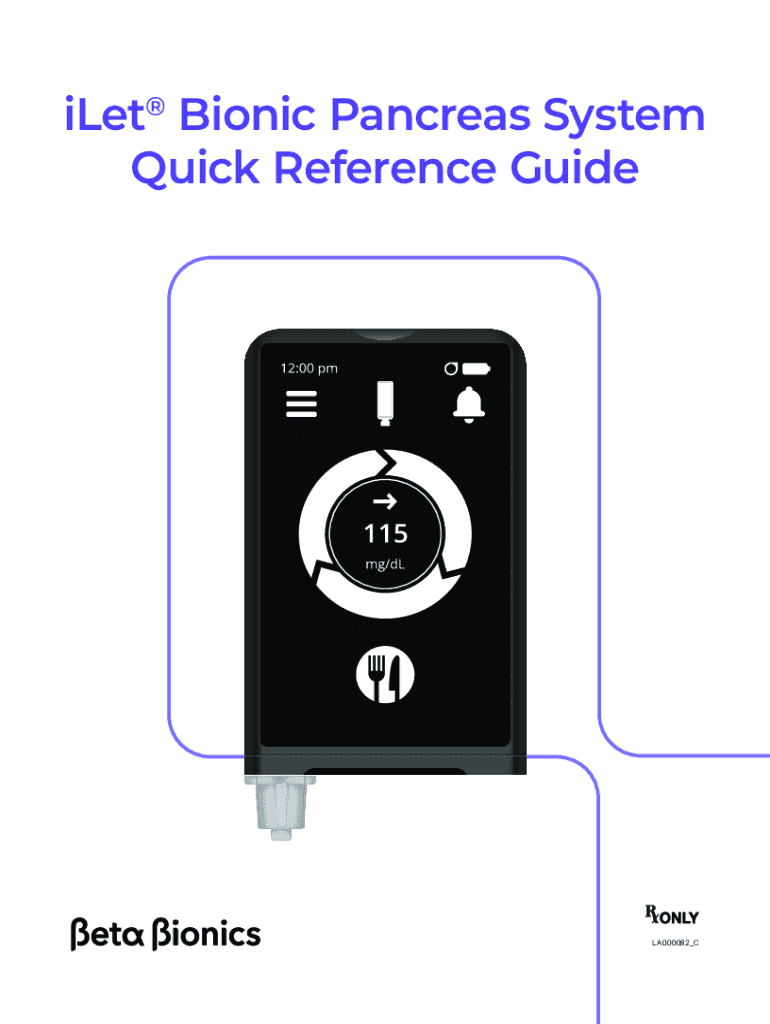Fillable Online iLet Bionic Pancreas System: Guide for Health Care ...