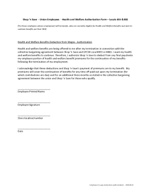 Fillable Online Union Employees - Health and Welfare Authorization Form ...