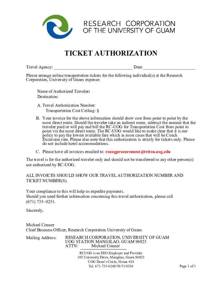 Fillable Online TICKET AUTHORIZATION Fax Email Print - pdfFiller