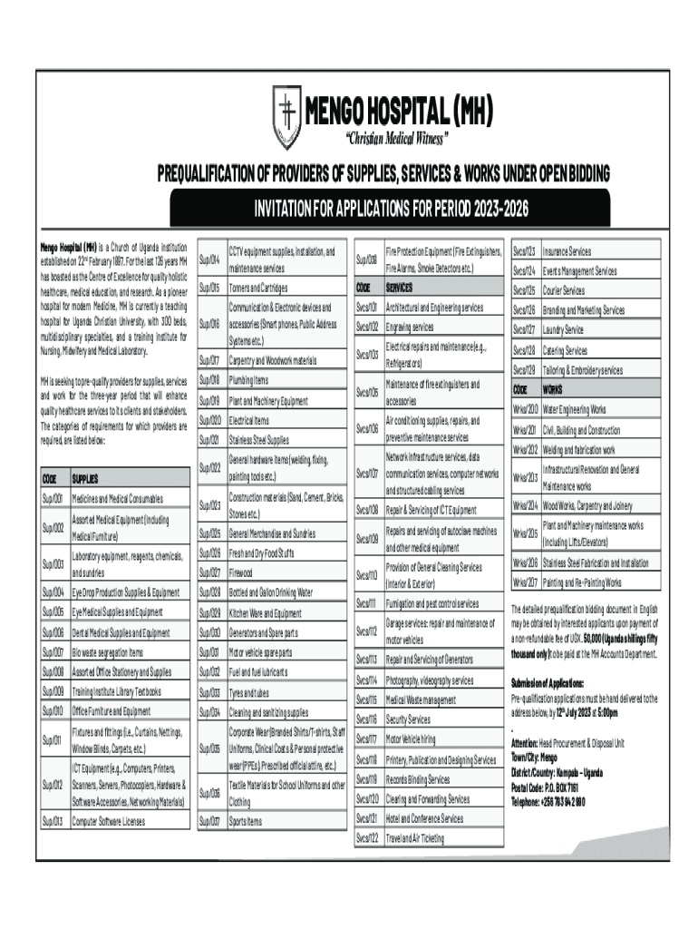 Fillable Online Mengo Hospital - Because we are a "Christian Medical ...