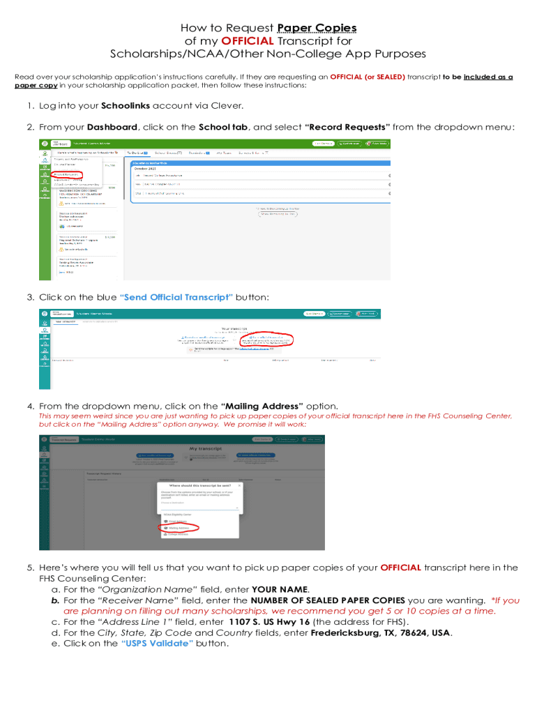 Fillable Online How to Request Paper Copies of my OFFICIAL Transcript ...