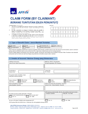 Fillable Online CLAIM FORM (BY CLAIMANT) s - axa-contento-118412.eu Fax ...