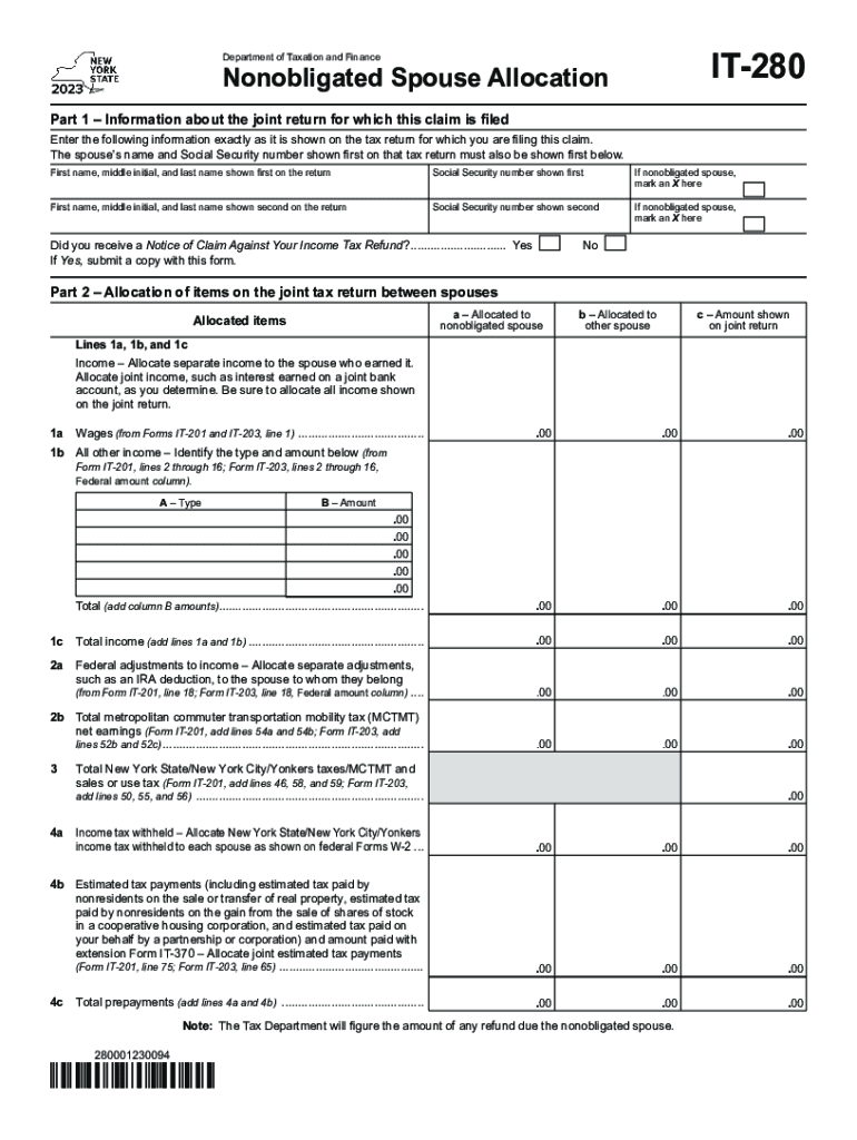 NY DTF IT-280 2021-2023 - Fill and Sign Printable Template: Fill out ...