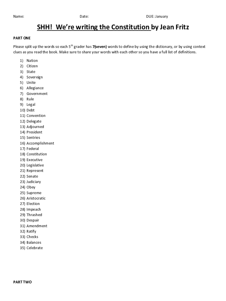 Fillable Online Shh! We're Writing the Constitution by Jean Fritz. Fax ...