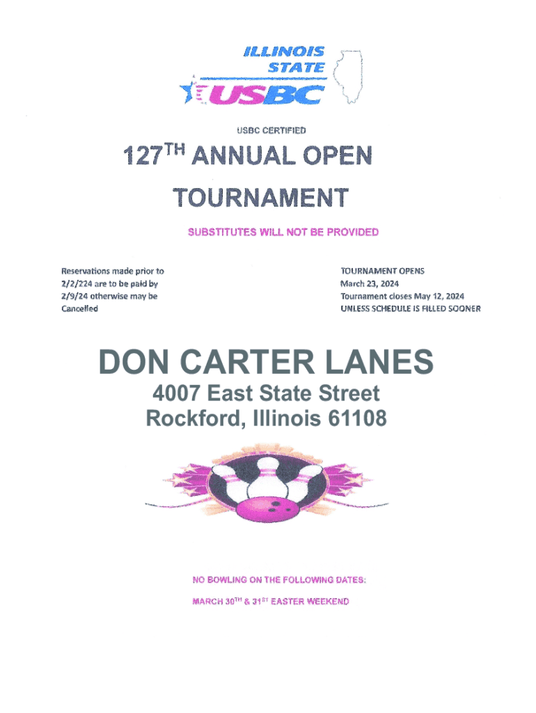 Fillable Online Entry-Form-2024-USBC-Illinois-OPEN-Tournament. ... Fax ...
