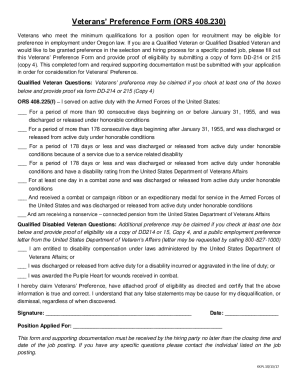 Fillable Online OR Veterans' Preference Hiring Process Implementation - July ... Fax Email Print ...