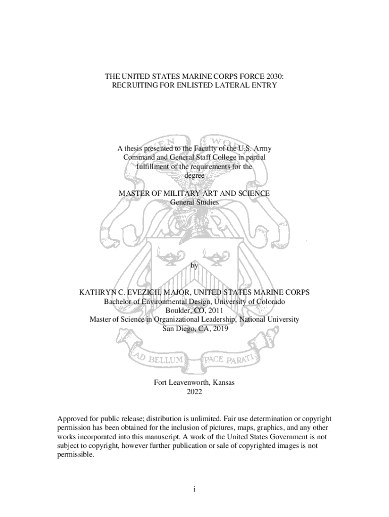 Fillable Online United States Marine Corps Force 2030. In accordance ...