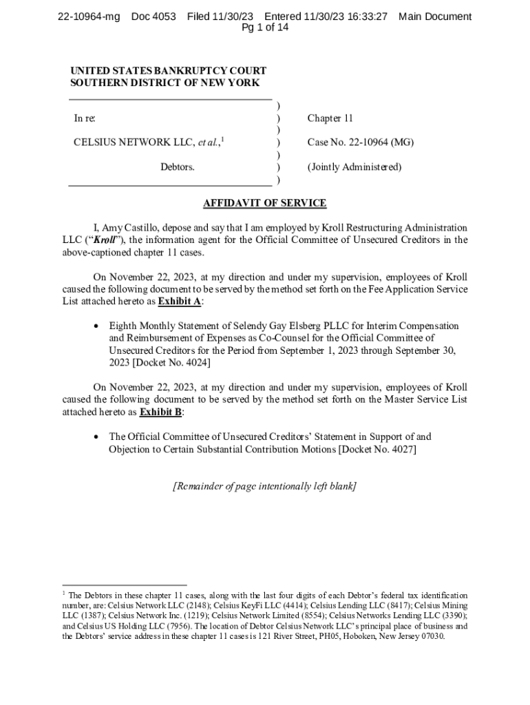 Fillable Online et al.,1 , Debtors. Chapter 11 Case No. 22-10964 (MG) (Joint Fax Email Print ...