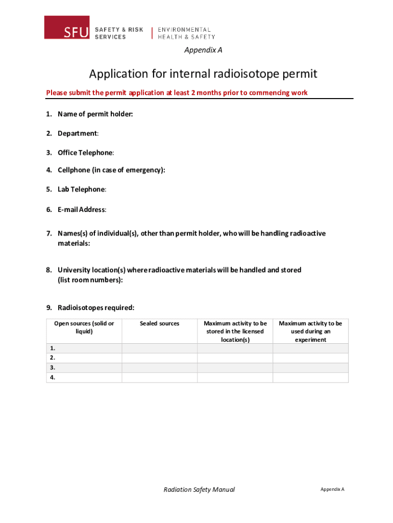 Fillable Online Radiation Safety Manual - Environment, Health and ...