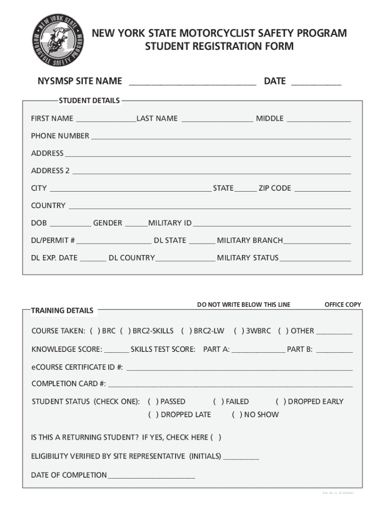 Fillable Online NY State MS Program Student Registration Form for PRINT ...