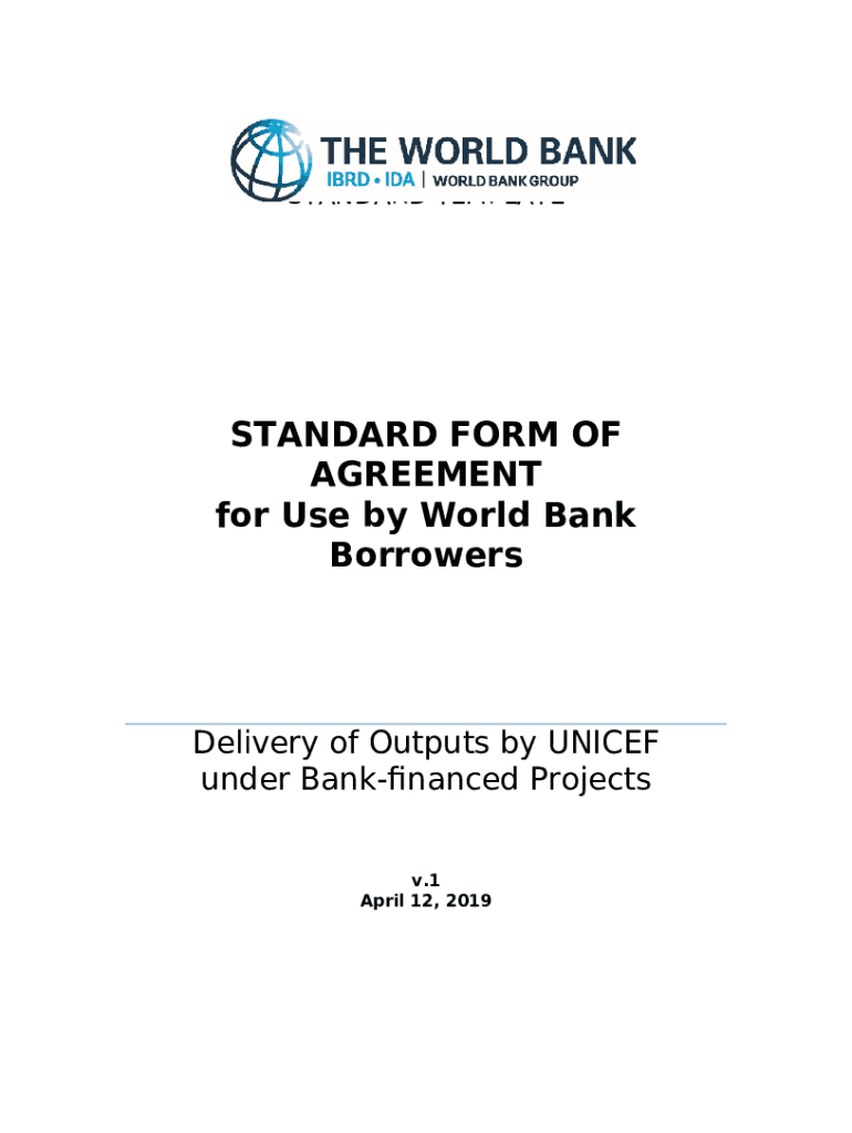 UNICEF-WB standard agreement OUTPUTS Doc Template | pdfFiller