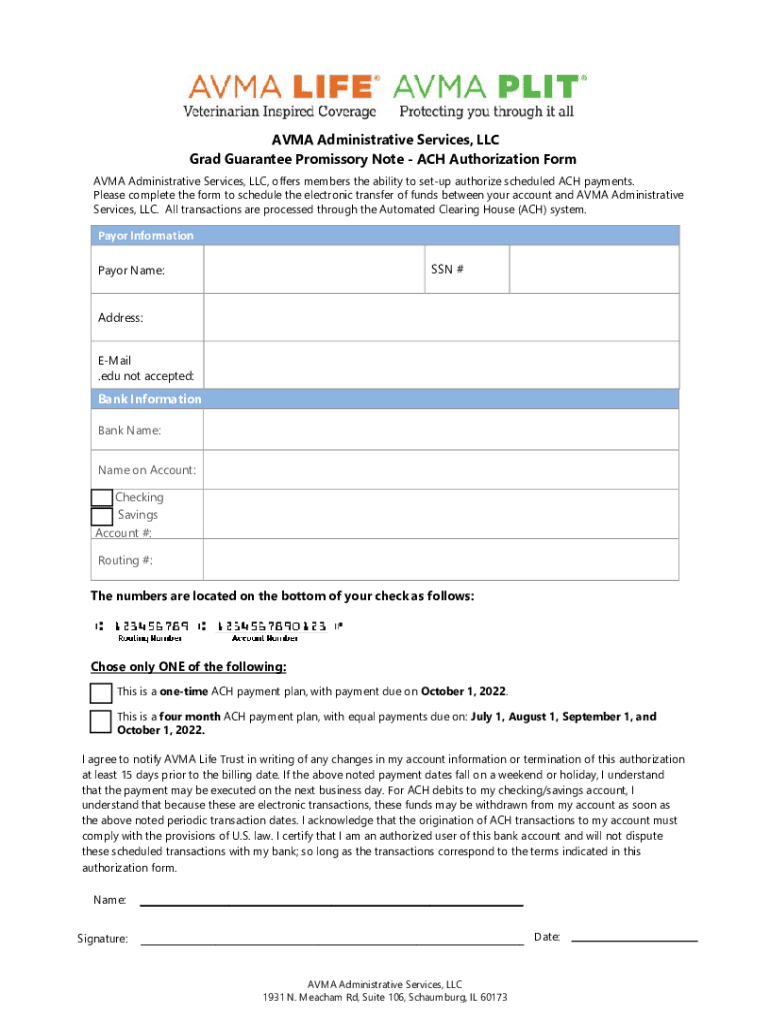 Fillable Online Promissory Note and ACH Payment Authorization Form Fax Email Print - pdfFiller