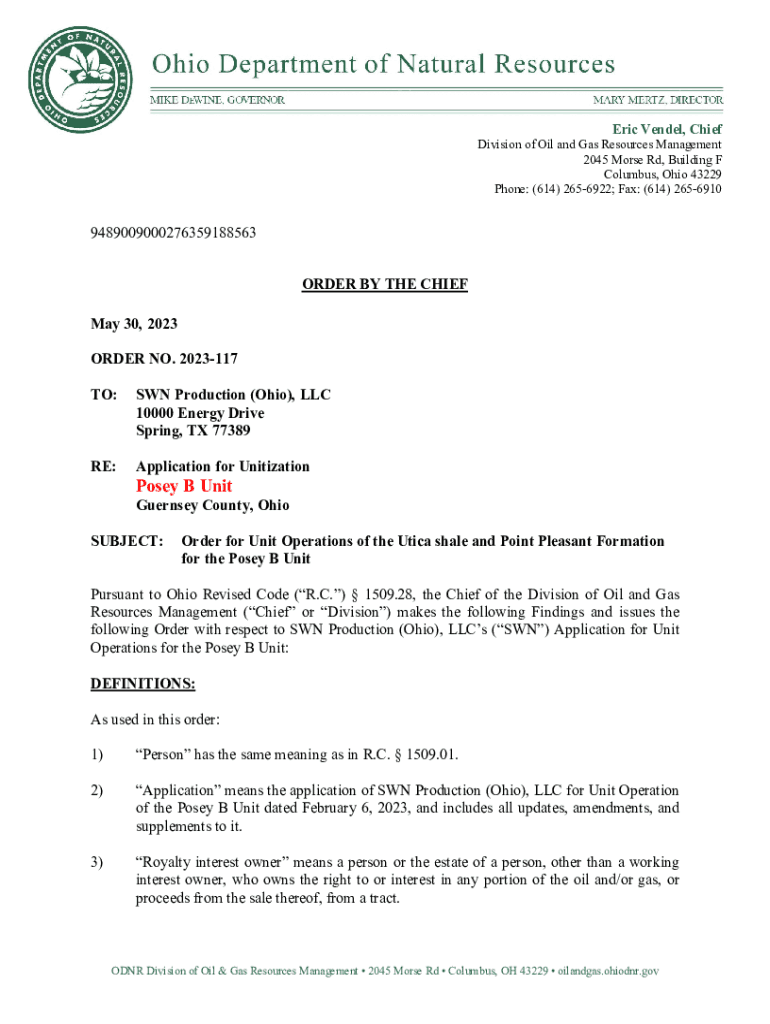 Fillable Online Order for Unit Operations of the Utica shale and Point ...