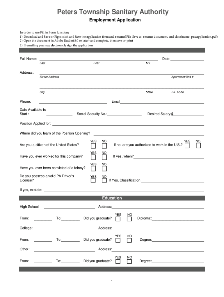 Fillable Online Fillable Online Peters Township Sanitary Authority Fax ...
