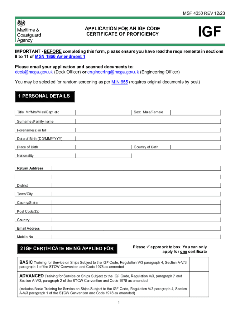 Fillable Online How to apply for an IGF certificate of proficiency Fax ...