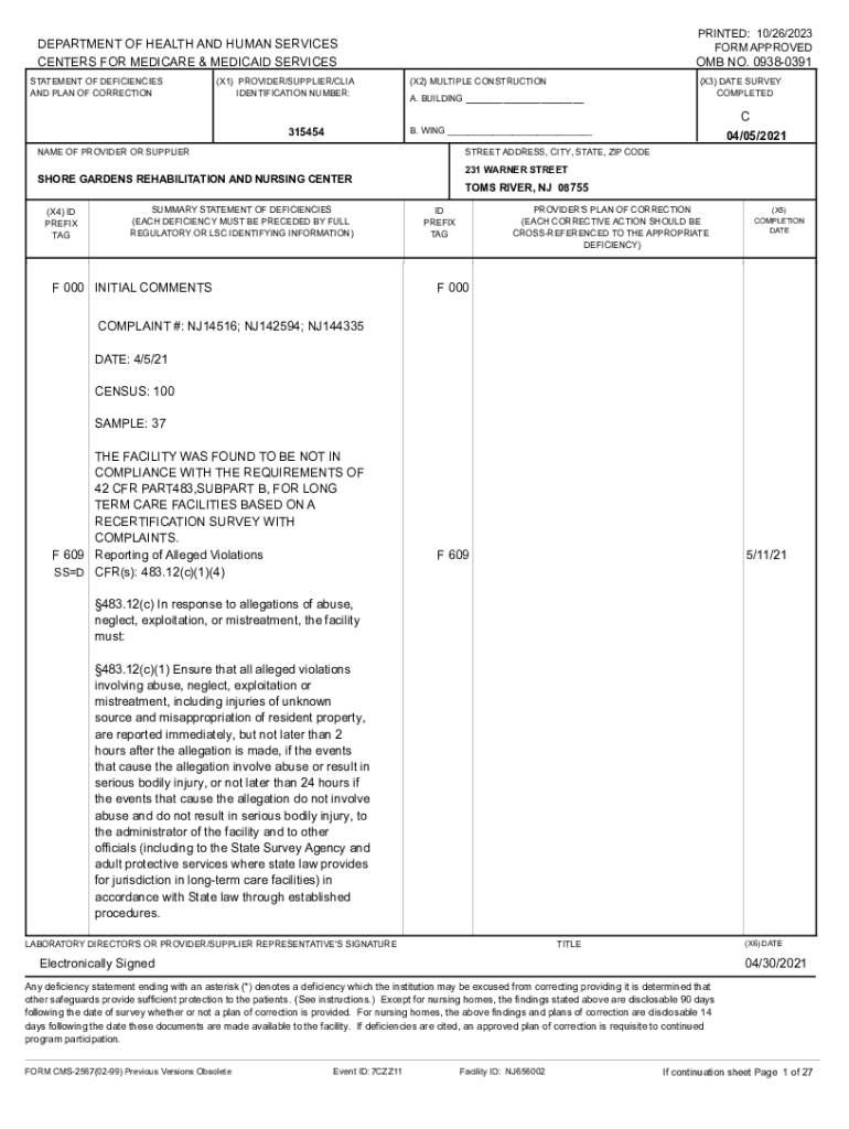 Fillable Online printed: 11/14/2023 - form approved omb no. 0938-0391 ...