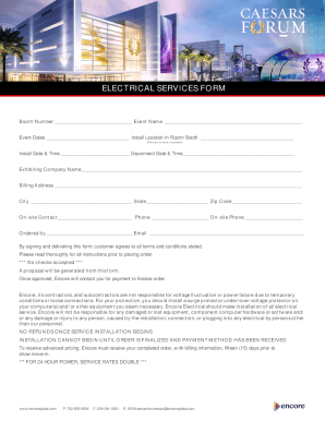 Fillable Online Electrical & Service Order Form Fax Email Print - pdfFiller