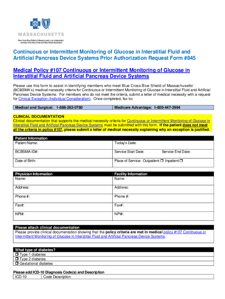 Fillable Online 845 Continuous or Intermittent Monitoring of Glucose in ...